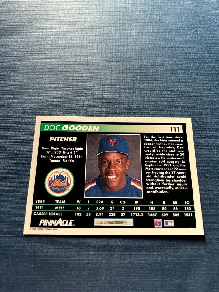 1992 Pinnacle Baseball Dwight Gooden #111 Set Break NM-MT | eBay