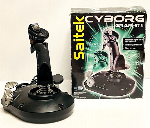 Saitek Cyborg Graphite PC Joystick Game Controller USB Flight Stick ...