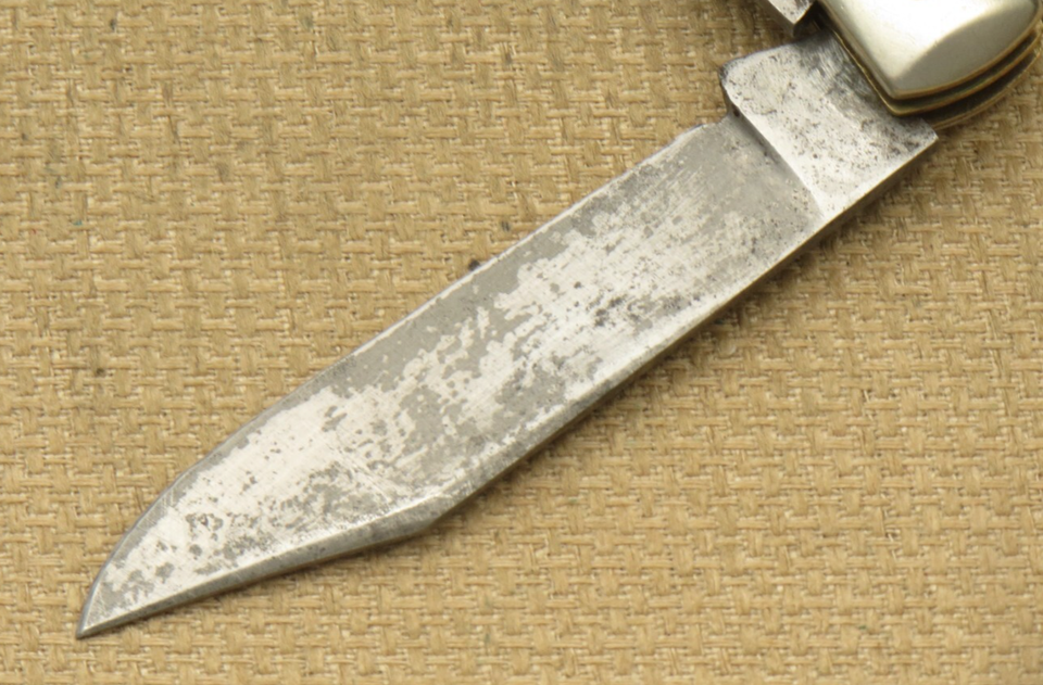 Antique 1940's Era MADE IN USA Stamped Small Stock Knife Bone Handles ...