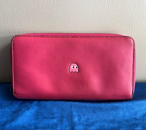 COACH Pac-Man Long Wallet Pink Zip-Around Credit Card Pocket Fashion ...