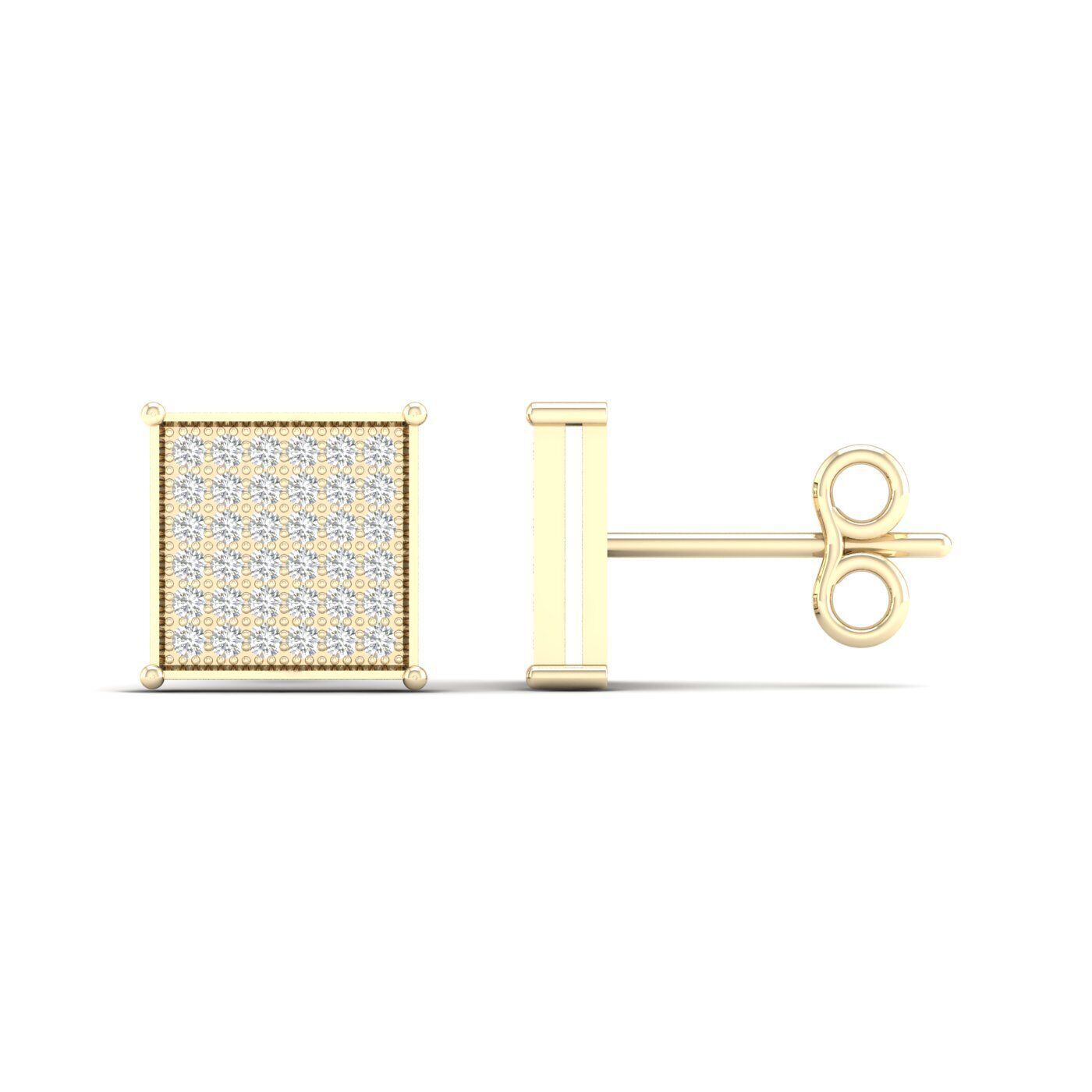 10k Yellow Gold 1/4Ct Diamond Cluster Stud Earrings, H-I I2 Perfect ...
