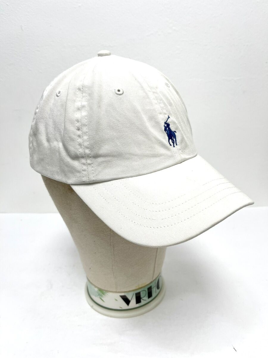 Vintage Polo Ralph Lauren Hat Cap Back White Cotton Dad Blue Vintage Polo Ralph Lauren Hat Cap Back White Cotton Dad Blue