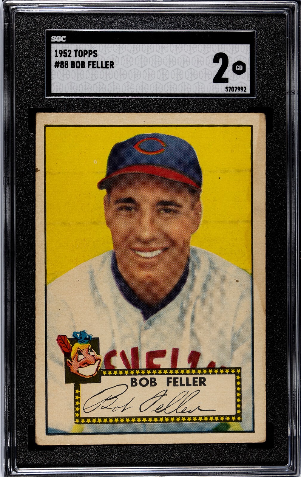 1952 TOPPS BASEBALL # 88- BOB FELLER- INDIANS- HOF GREAT- GRADED- SGC-2 ...