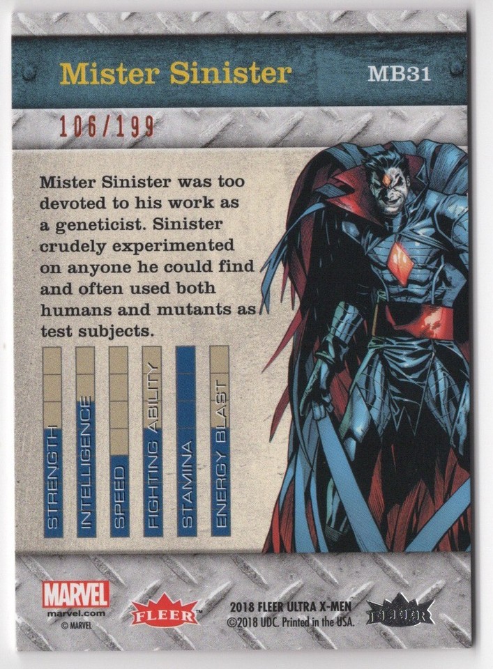 Mister Sinister 2018 Ultra X-Men Precious Metal Gems PMG Card MB31 ...