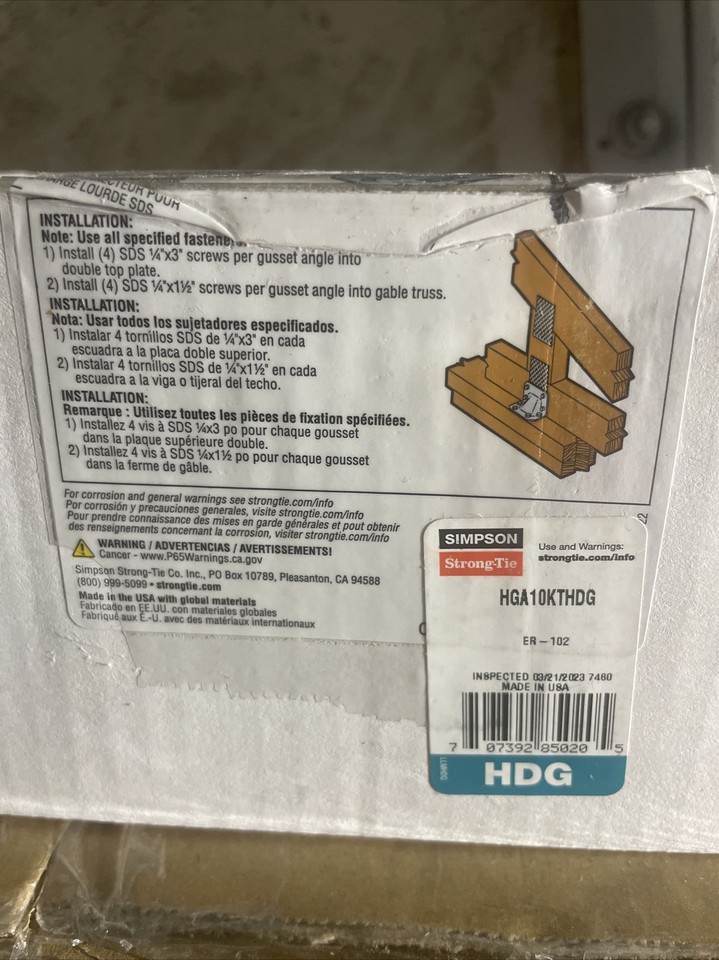 Simpson Strong Tie HGA10KT Gusset Angle Bracket Kit (10 HGA10's with ...