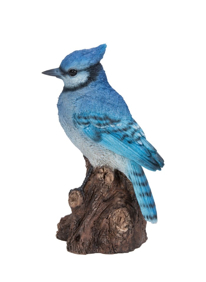 Motion Activated Bird on Stump Cardinal Blue Jay Tit Home Tabletop ...