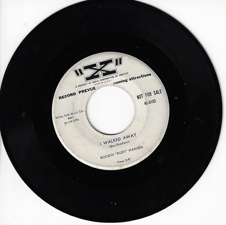 ROCKIN' RUDY HANSEN MAMBO QUEEN/I WALKED AWAY 45RPM 7" VG WHITE LABEL ...