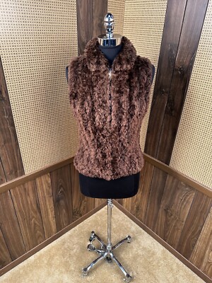 PAULA LISHMAN DYED BROWN KNITTED KNIT BEAVER FUR VEST JACKET COAT XS | eBay