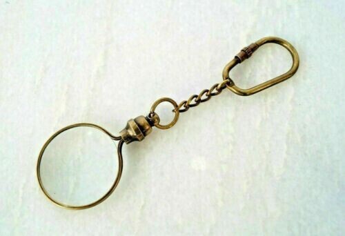 Brass Magnifying Glass Key chain Nautical Pendent Magnifier Key Ring ...