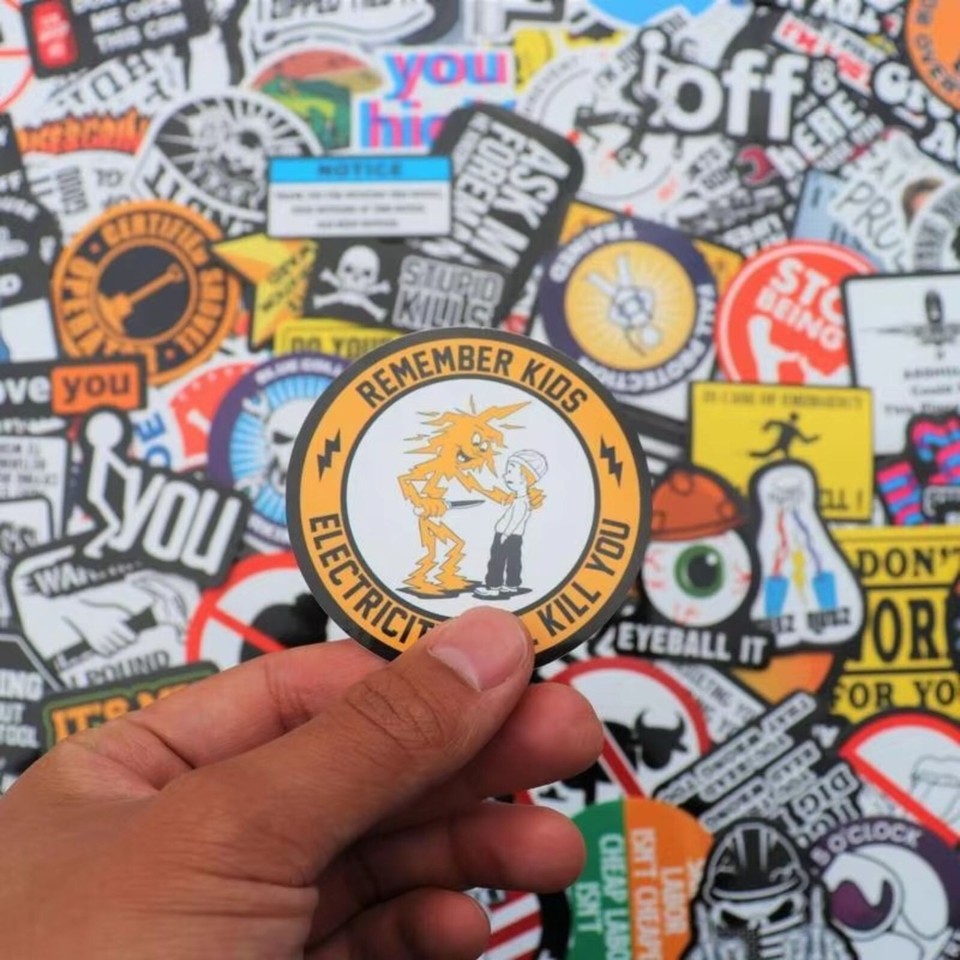 150 PCS Hard Hat Stickers Funny Blue Collar Prank Meme Vinyl Waterproof ...