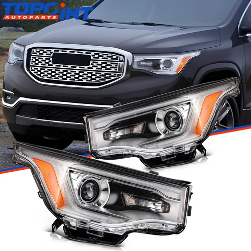 Pair Headlights Assembly For GMC Acadia 2.5L 3.6L 2017-2019 Chrome ...