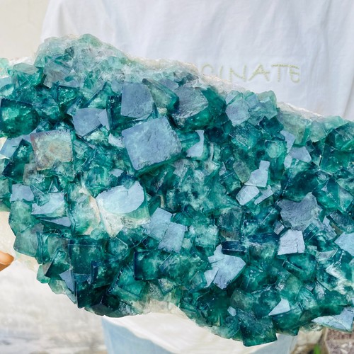 7.11kg Large Natural Clear Green Fluorite Cubic Crystal Mineral Rough ...