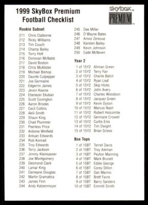 1999 SkyBox Premium Checklist A Football Cards | eBay