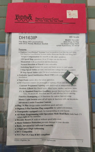 1.5 Amp HO Scale Model Train Decoder w/Integrated Medium Plug ...