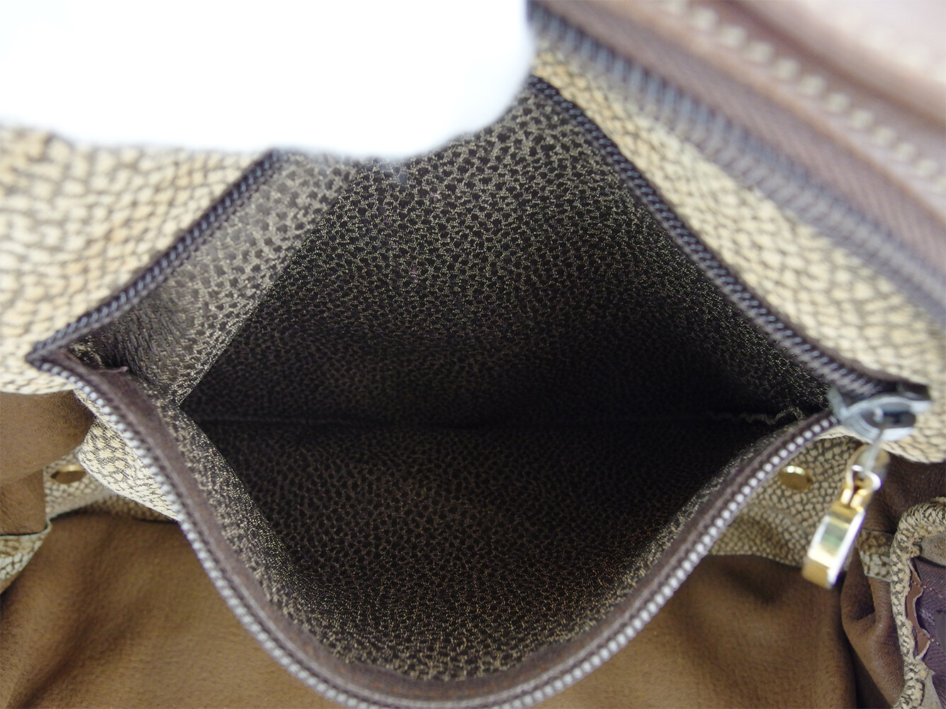 BORBONESE handbag quail pattern beige suede ?~ leather Authentic used T18360 | eBay