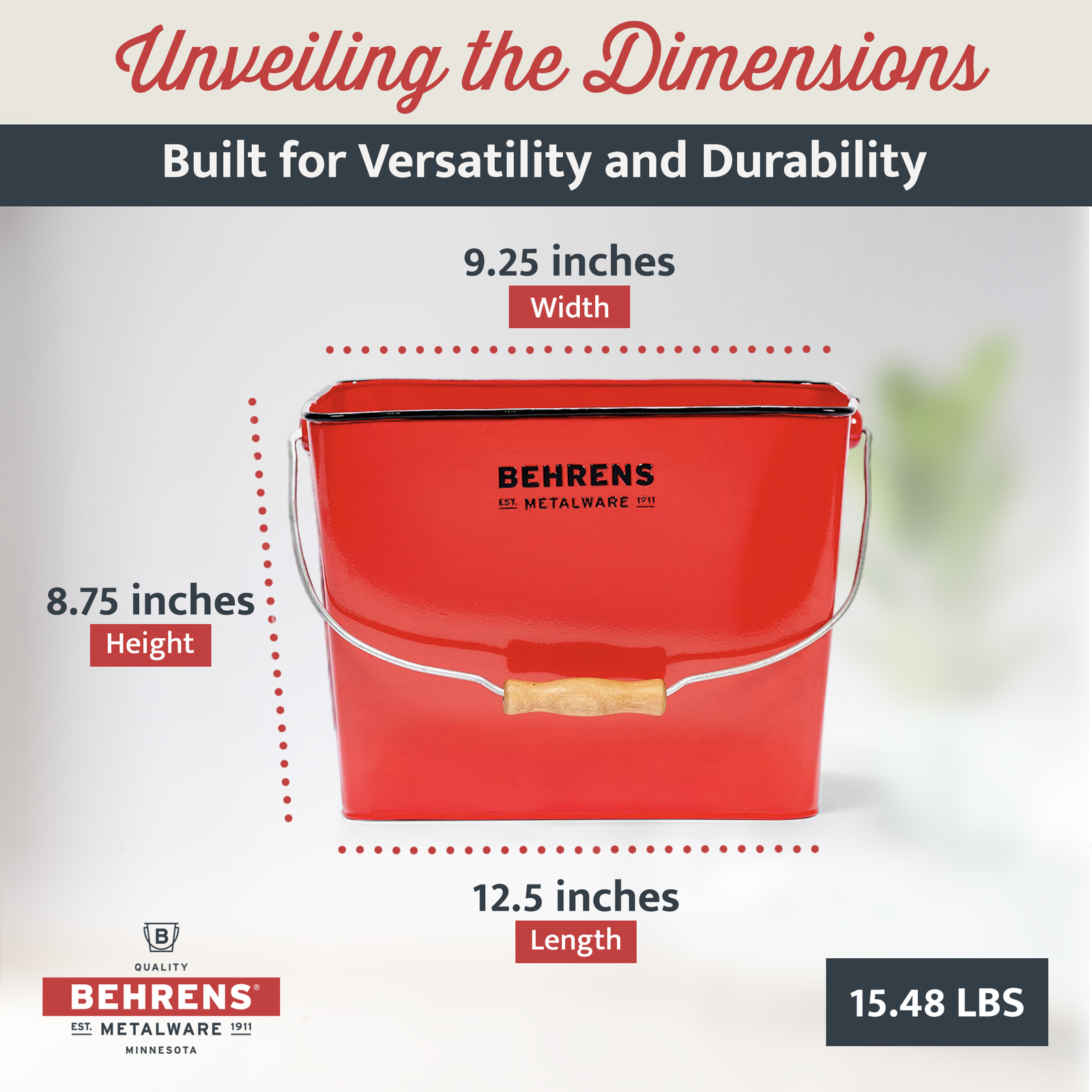 Behrens 3.5 Gal Rectangular Galvanized Steel Cleaning Pail with Handle ...