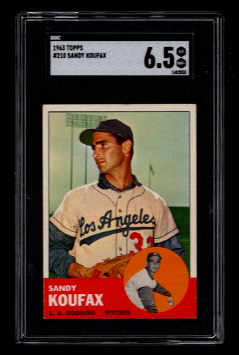 SANDY KOUFAX 1963 TOPPS BASEBALL CARD #210 SGC 6.5 EX-NM+ CENTERED! HOF ...
