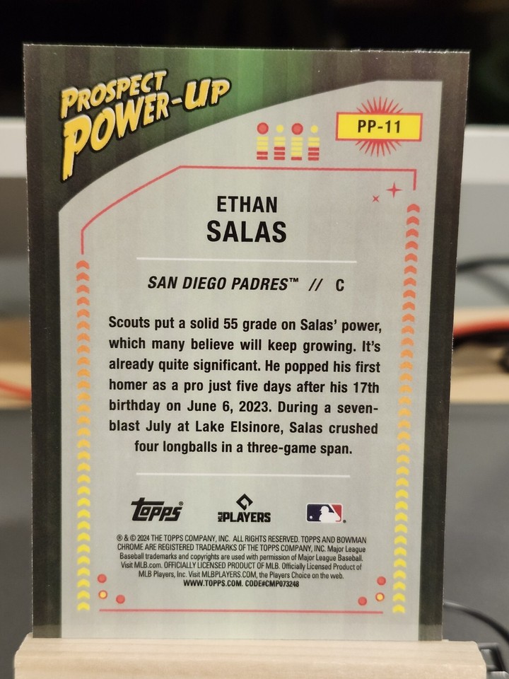 2024 bowman chrome insert prospect Power Up Ethan Salas San Diego ...
