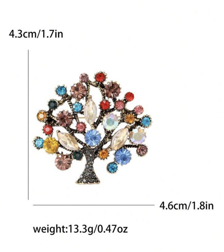 Money Tree of Life Brooch Colourful Rhinestones Wedding Stunning ...