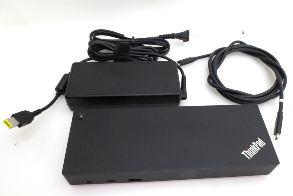 Lenovo ThinkPad Thunderbolt 3 Dock 40AC + 135W Charger + USB-C Cable ...