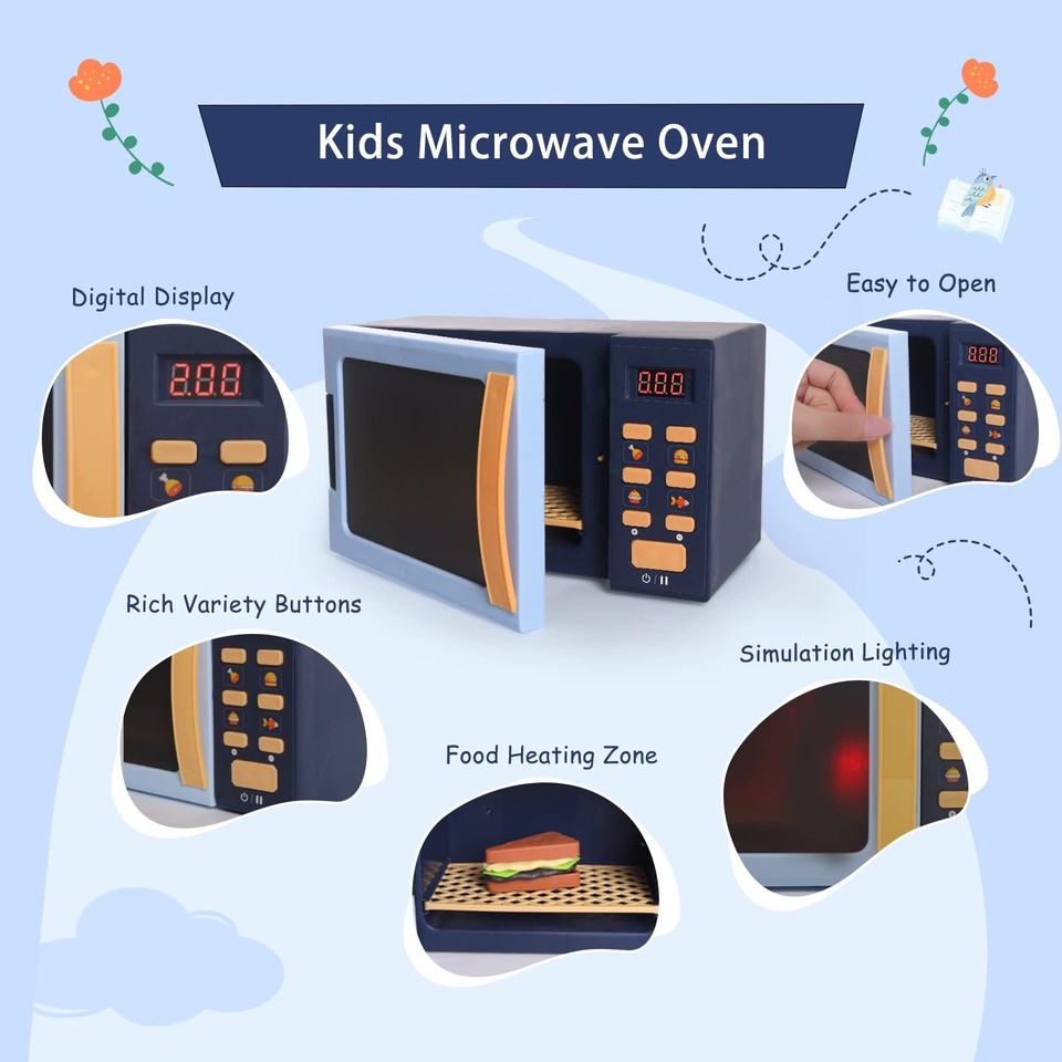 Kids Microwave Toy with Light and Sound Realistic Toy Kitchen ...