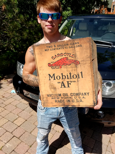 Vintage Rare Mobil AF Oil Gargoyle Wooden Box Crate Nice Shape Gas ...