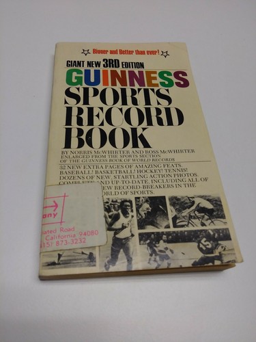 Guinness Sports Record Book Paperback – 1974 by Norris McWhirter ...