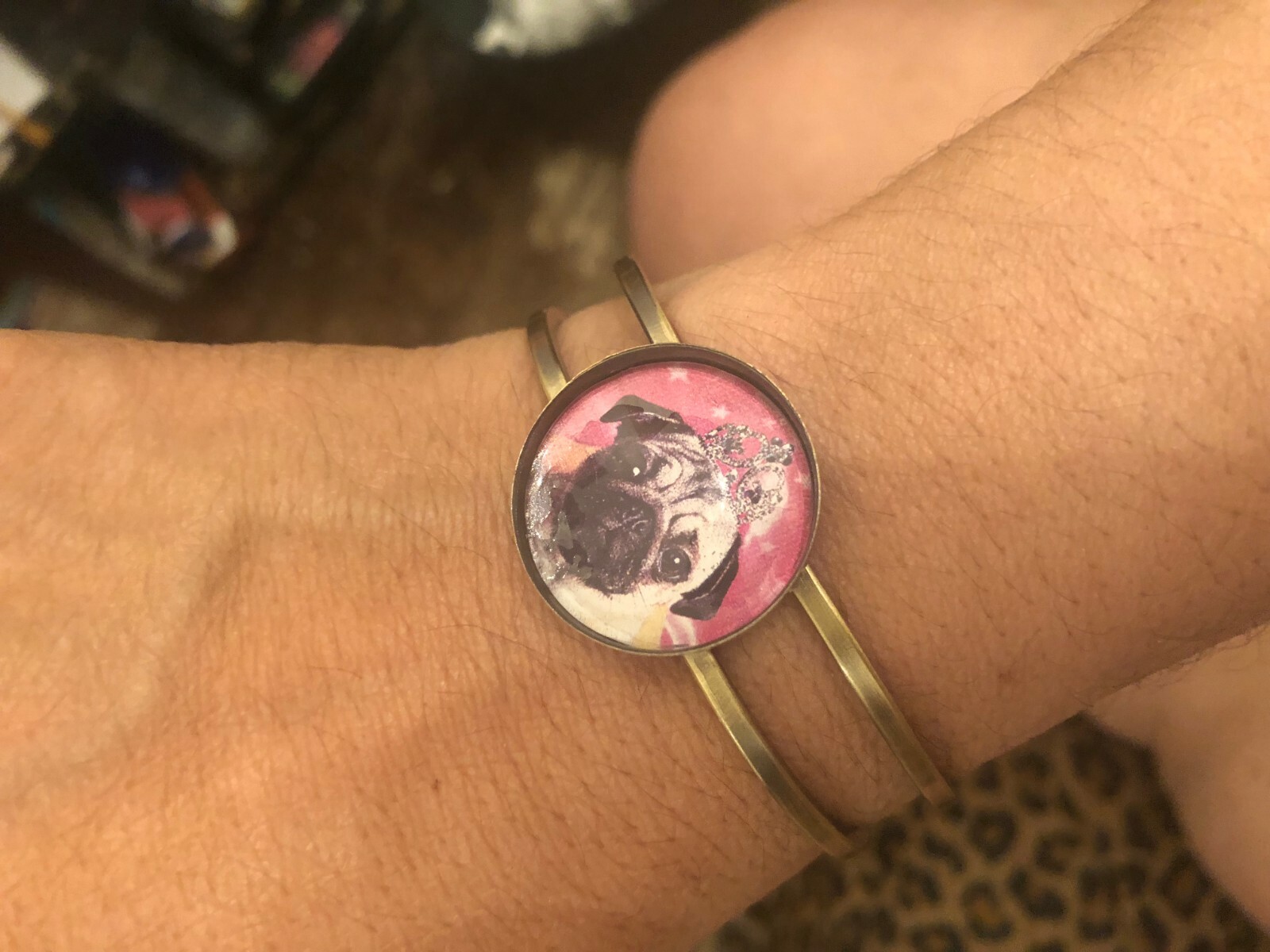 Retro PUG pooch dog in a Tiara 2-Row Vintage Hinged Bracelet | eBay