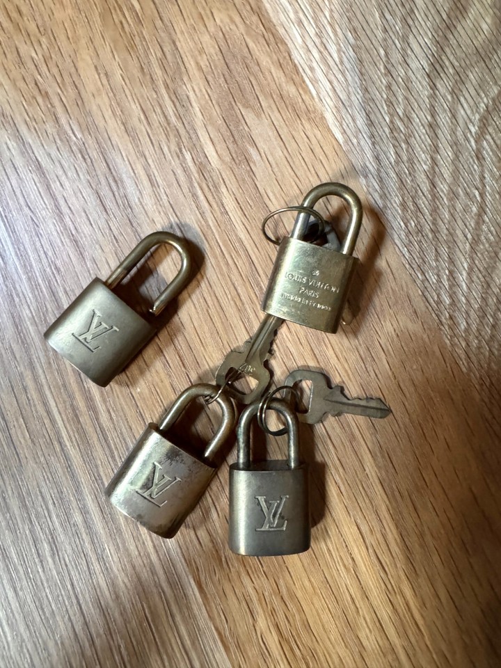 Authentic Louis Vuitton Gold Padlock with Keys - Vintage LV Lock ...