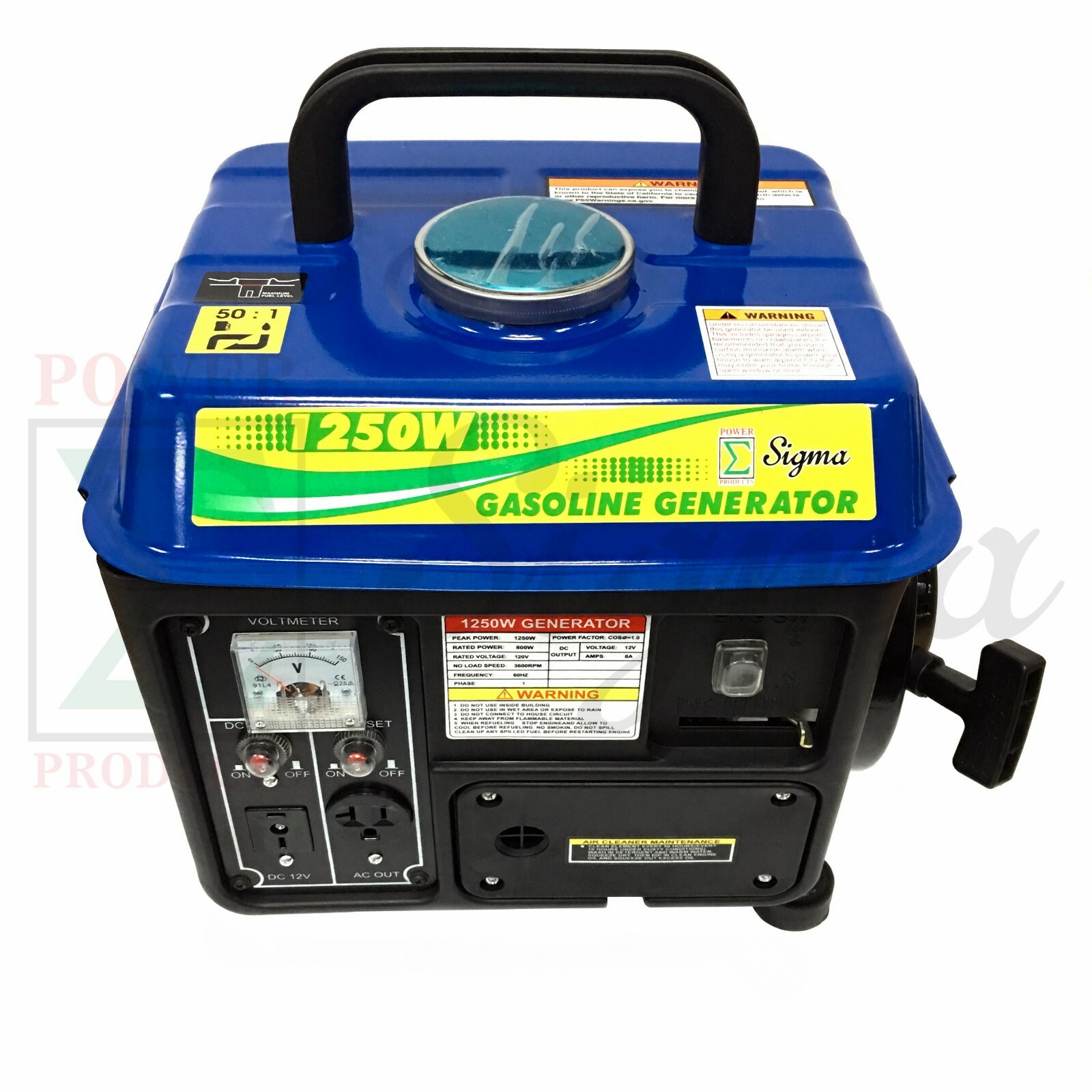 Sigma 1250 Watts Portable Gasoline Generator Power 2 Stroke RV Camping ...