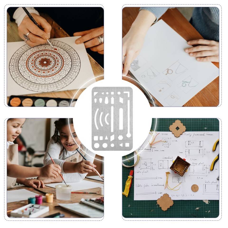 3 Pcs Stainless Steel Drawing Drafting Erasing Shield Template Craft ...