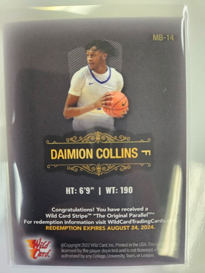 2022-23 Wild Card Matte Black #MB-14 DAIMION COLLINS /100 South Florida ...