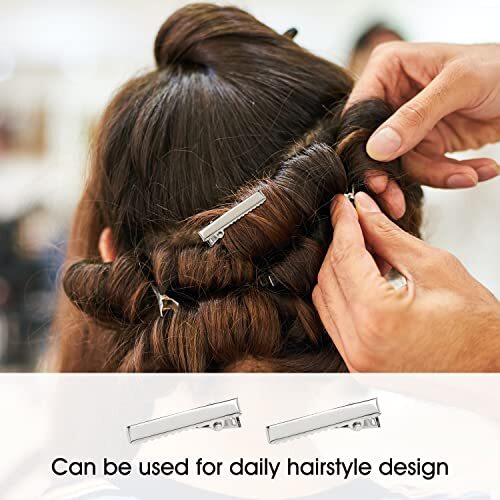 100 Pack 30mm Small Plain Flat Silver Duckbill Alligator Metal Hair ...