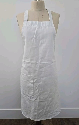 Basic White Canvas Bib Apron Cotton Blend With Pocket | eBay