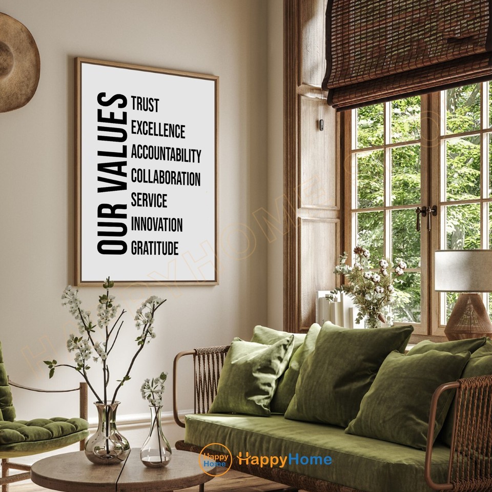 Our Values Wall Art Bussiness Core Values Office Decor Entrepreneur ...