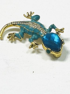 Dainty Lizard Lapel Brooch Pin Rhinestone Chameleon Animal Enamel Pins ...