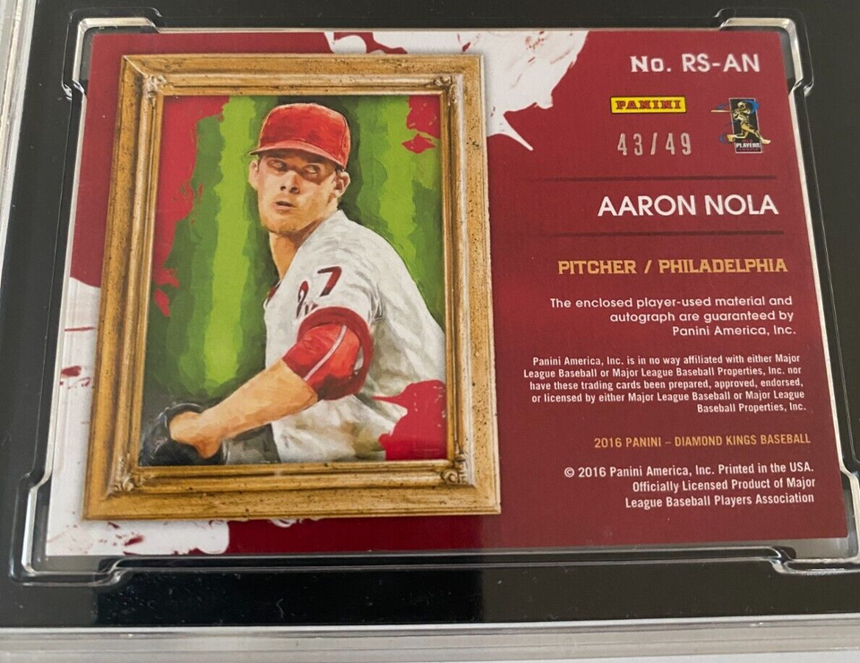2016 Panini Diamonds Kings Aaron Nola Rookie Mat 43/49 SGC | eBay