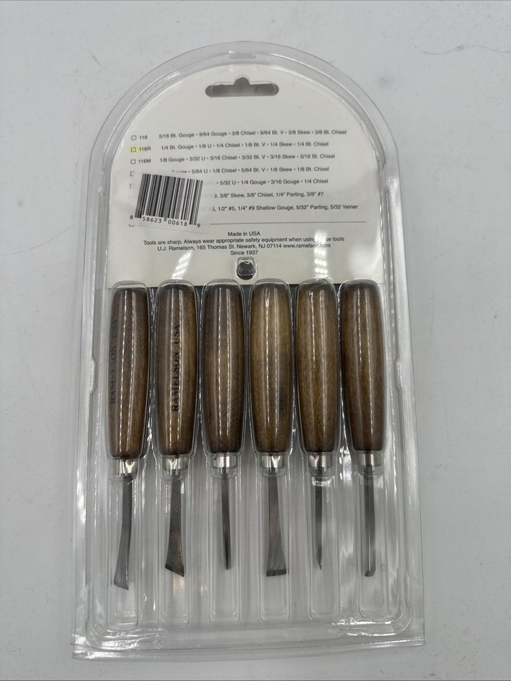 RAMELSON 6 PC. WOOD Carving Tool Set Hardwood Handles 116R Gouge, U ...