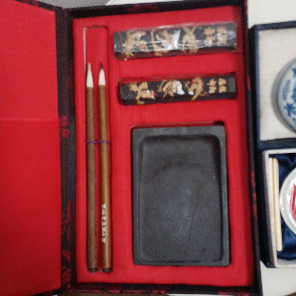 Mini Calligraphy Set Chinese Stationery Ink Stone Vintage Suzuri ...
