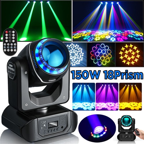 150W 18Prism Moving Head Stage Lighting LED Beam RGBW Gobo DMX DJ Disco ...