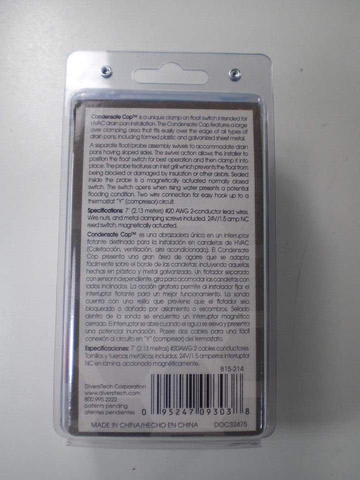 Diversitech Asurity CC-1 Condensate Safety Overflow Switch New | eBay