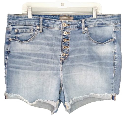 Torrid Button-Fly Jean Shorts Womens Size 20 Cuffed-Raw Hem Stretch 4.5 ...