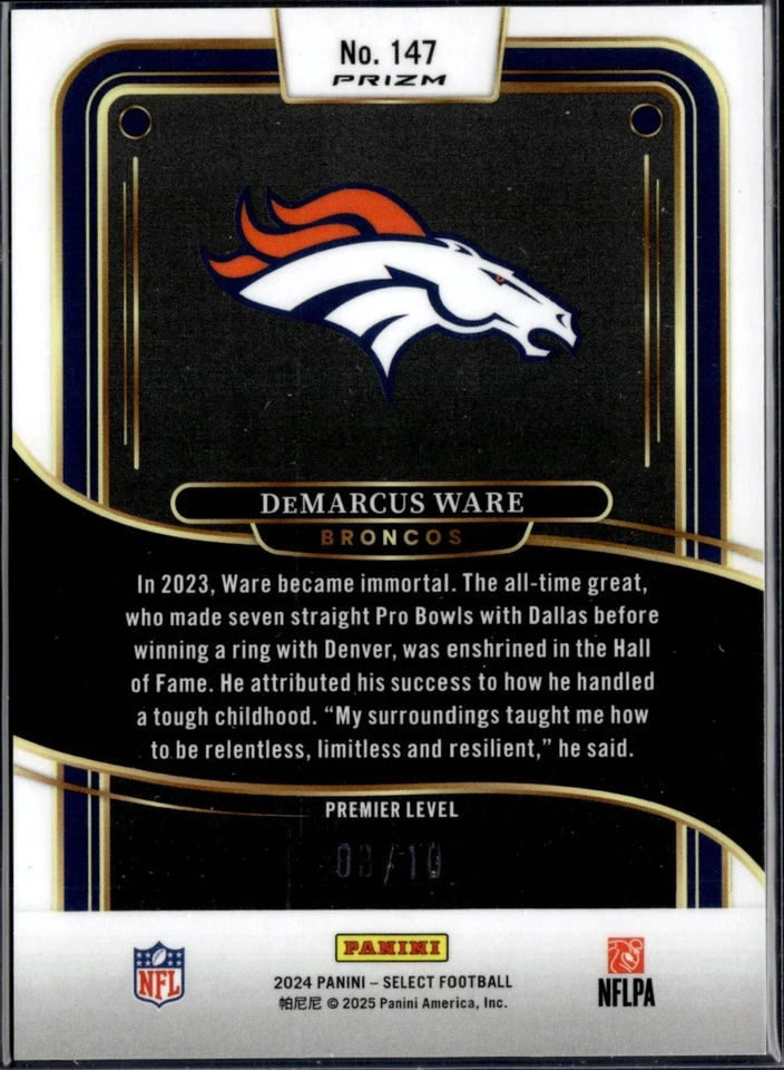 2024 Panini Select Gold Dragon Scale Prizm /10 DeMarcus Ware Denver ...
