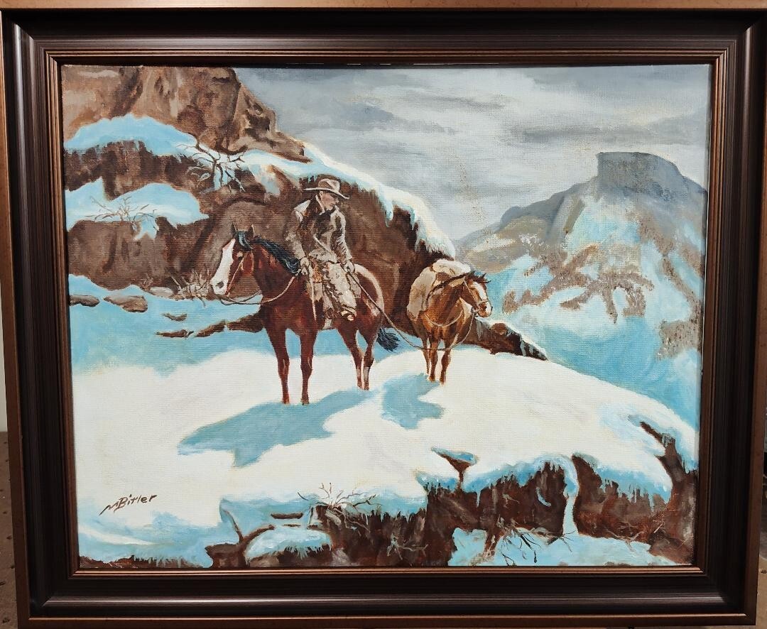 Original Western Oil Painting "Takin' a Break" by Marc Bitler | eBay