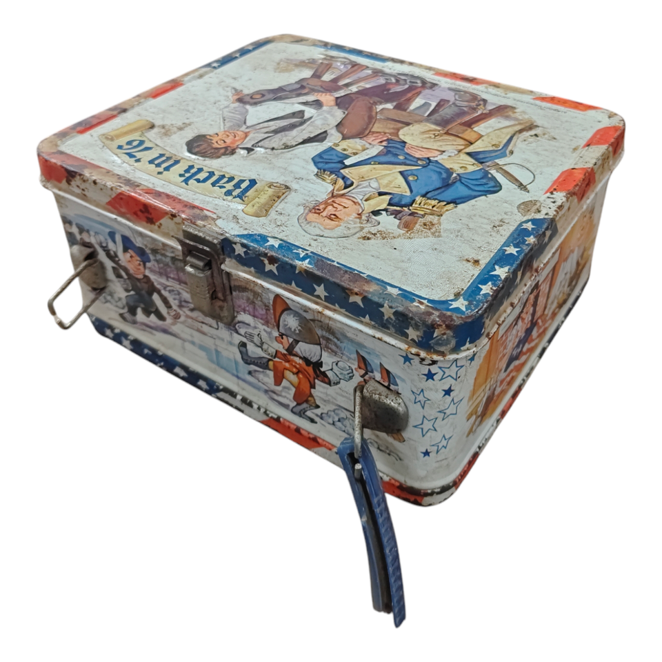Vintage Old Antique Iron Multi-Color Embossed Back In 76 Lunch Box ...