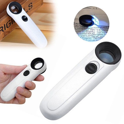 Magnifying Glass Handheld Magnifier 40X 3 LED Light Reading Lens ...
