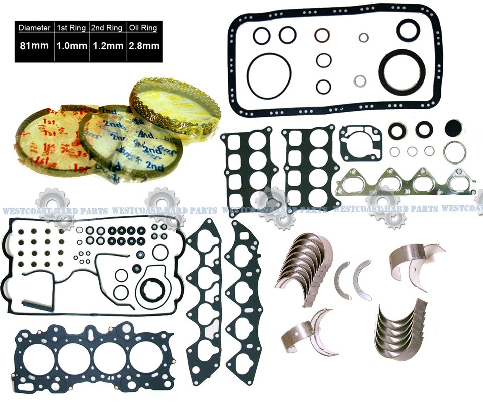 Acura Integra GSR Type-R 1.8 B18C1 B18C5 Engine Rebuild RE-RING KIT ...