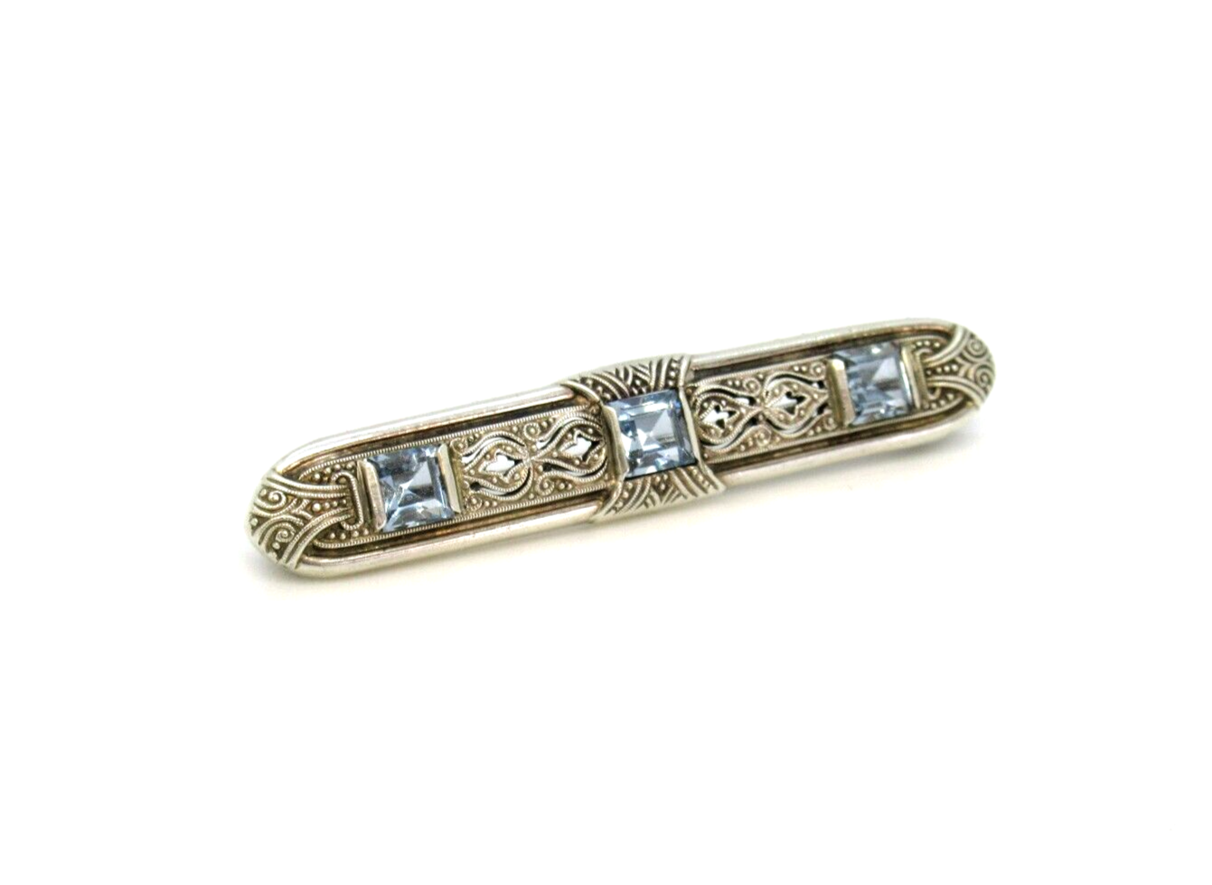 Original Art Deco 800er Silber Brosche Topas Aquamarin brooch antique ...