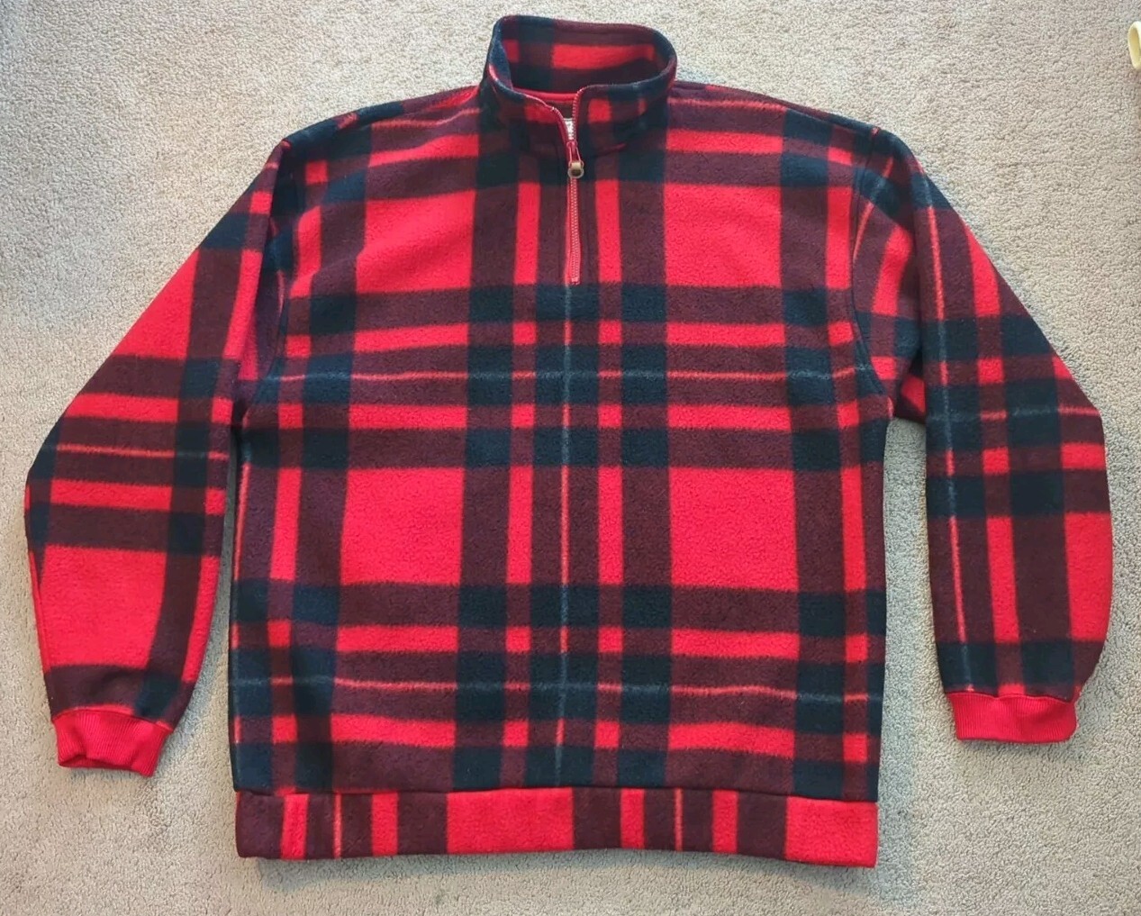 Vintage Large Bugle Boy Long Sleeve 1/4 Zip Plaid Fle… - Gem