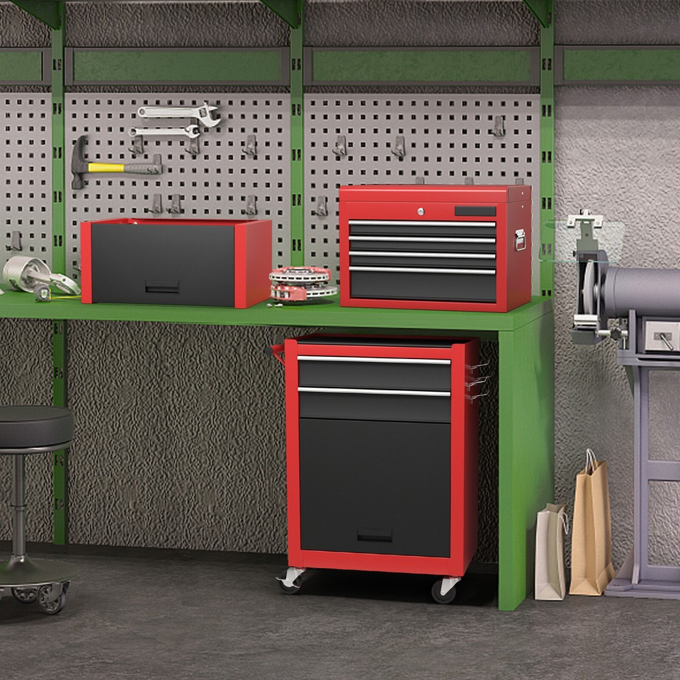 6-Drawer Toolbox Rolling Tool Chest High Capacity Storage Cabinet Combo ...